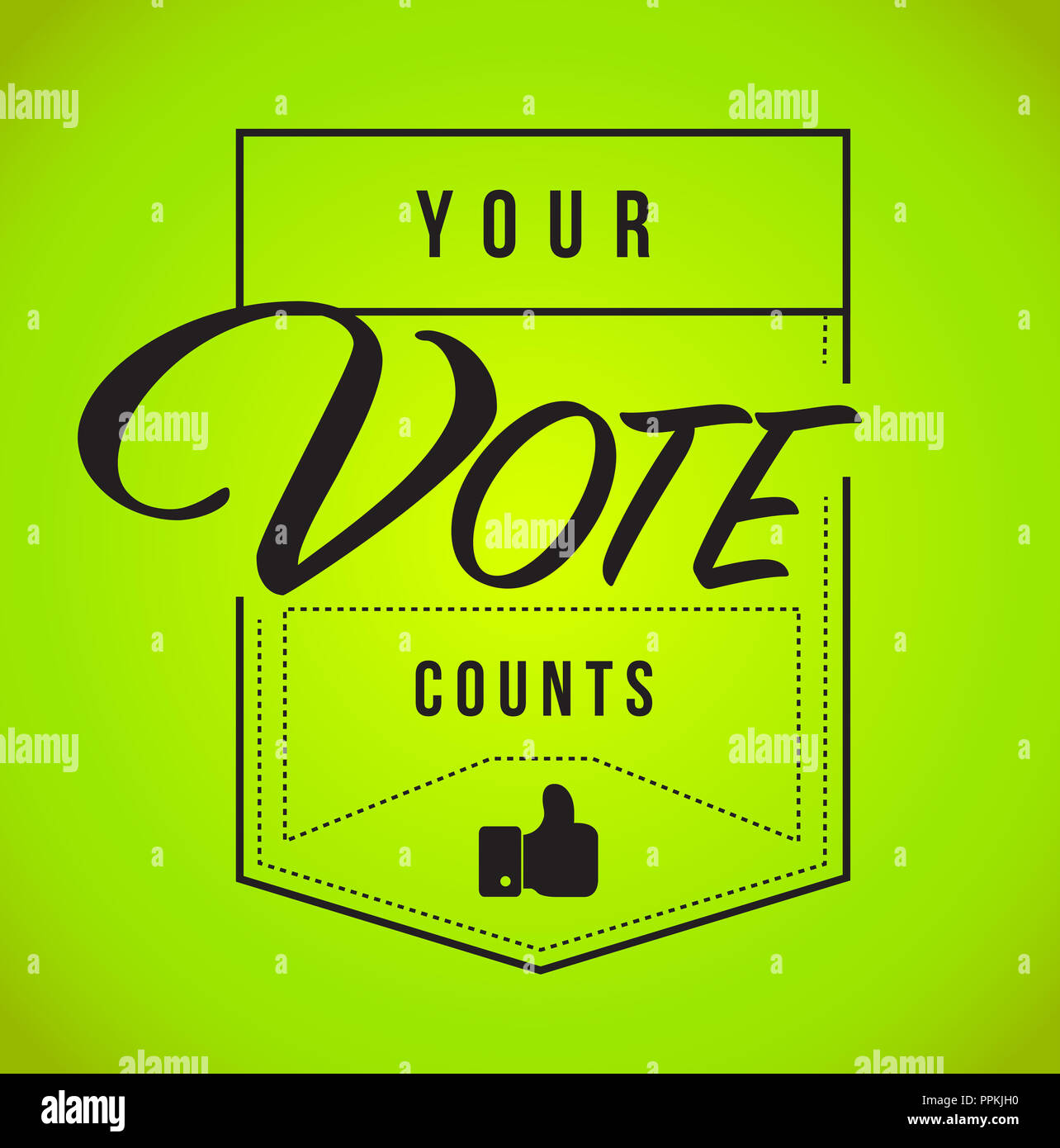 Your vote counts modern stamp message design isolated over a green ...