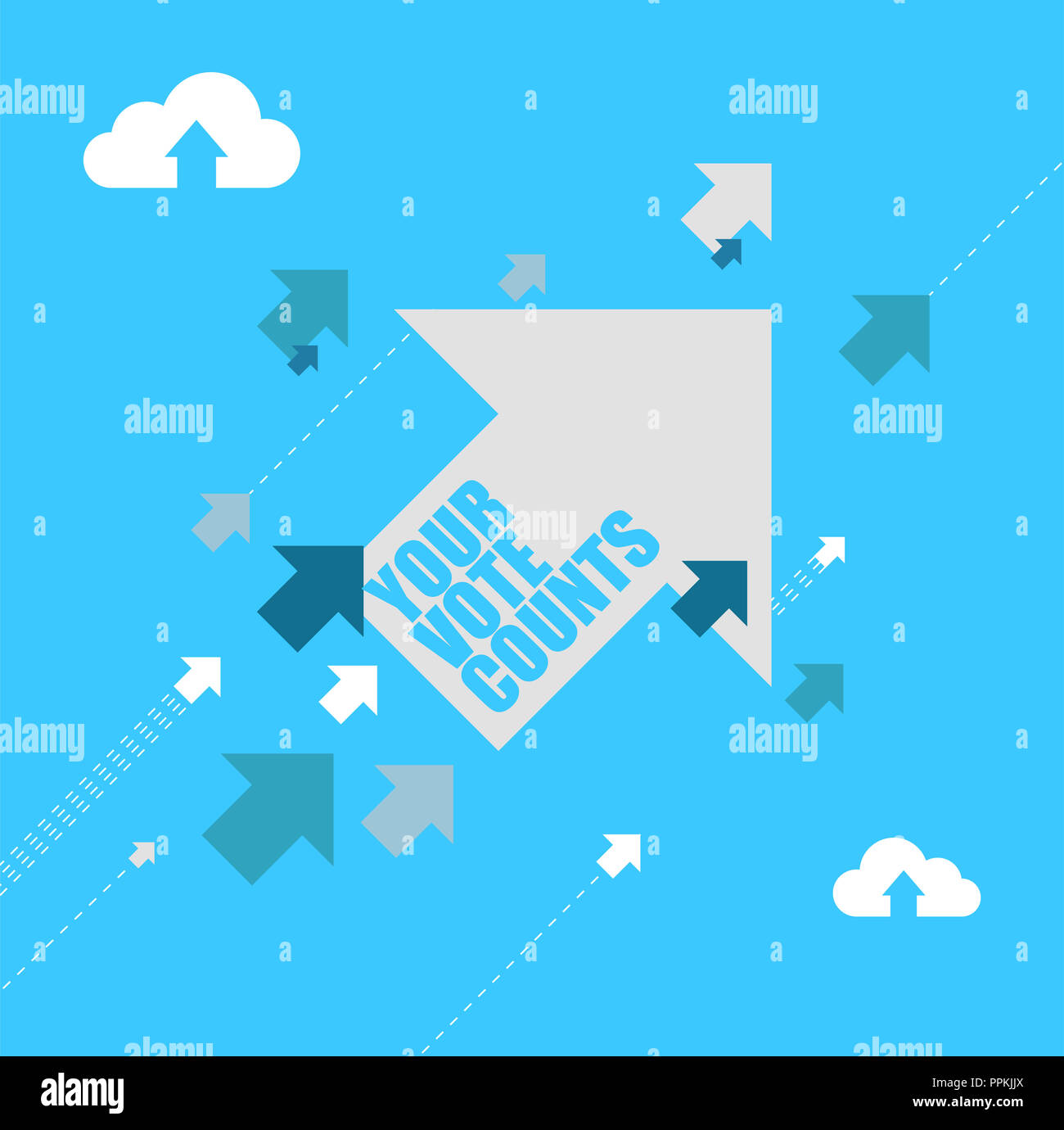 Your vote counts multiple arrows following a leader concept, isolated ...