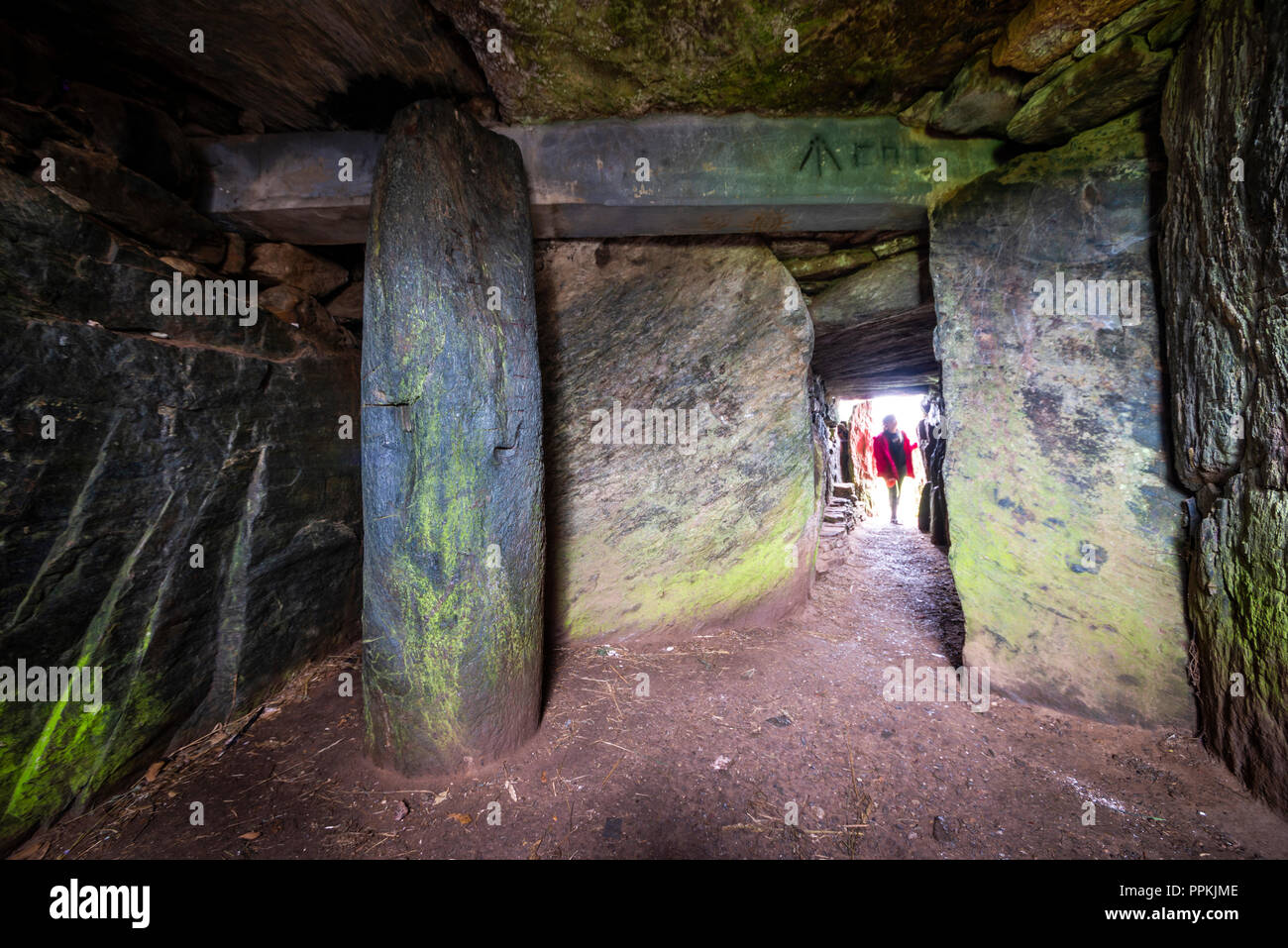 Interior of Bryn Celli Ddu Neolithic Burial Chamber near Llandaniel ...