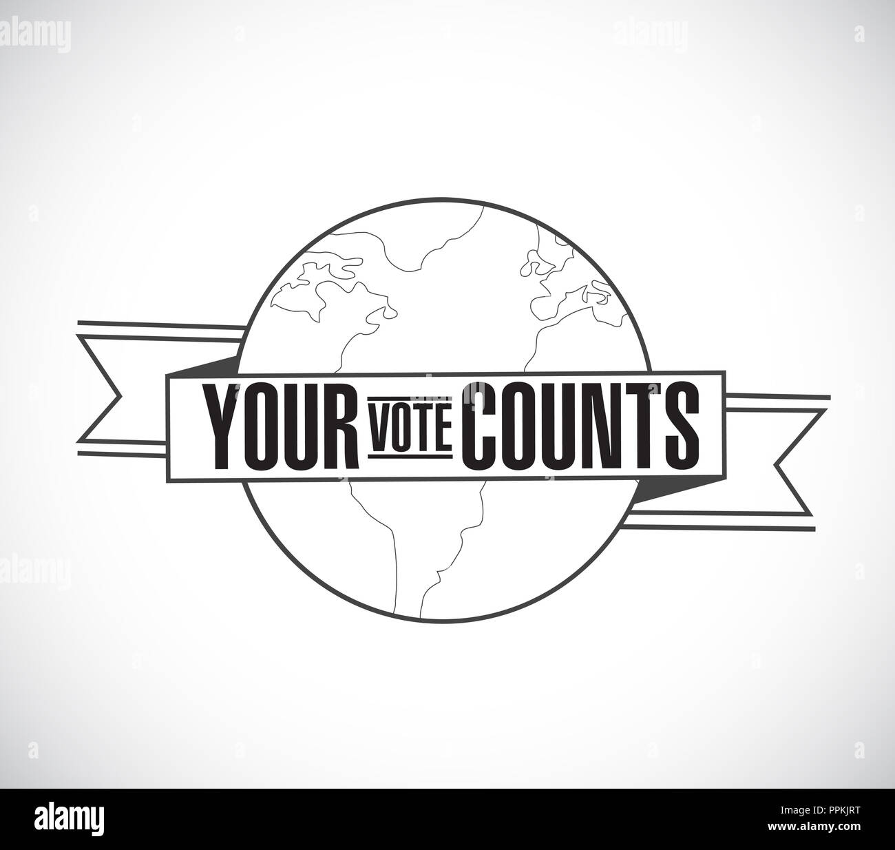 Your vote counts line globe ribbon message concept isolated over a ...