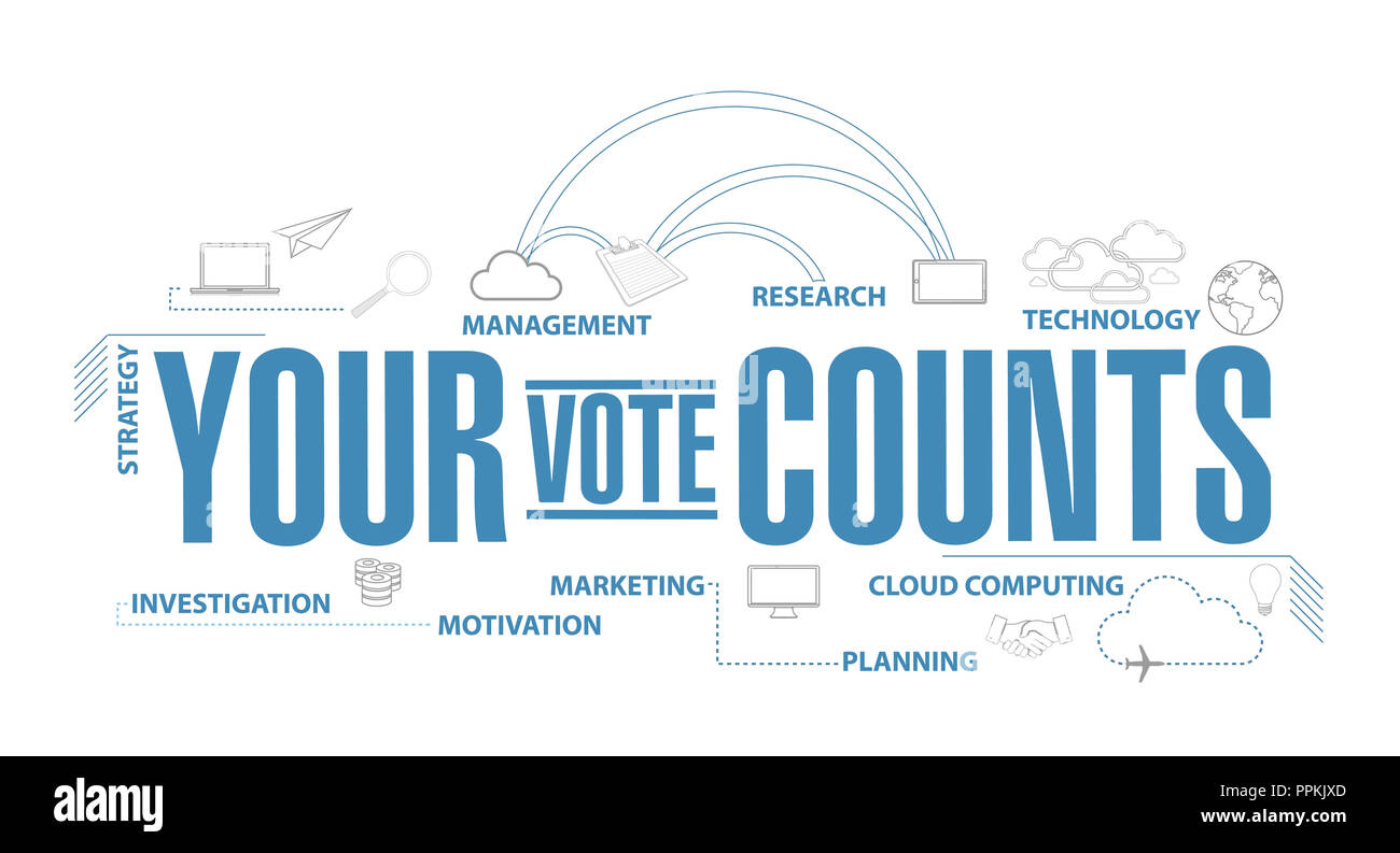 Your vote counts diagram plan concept isolated over a white background ...