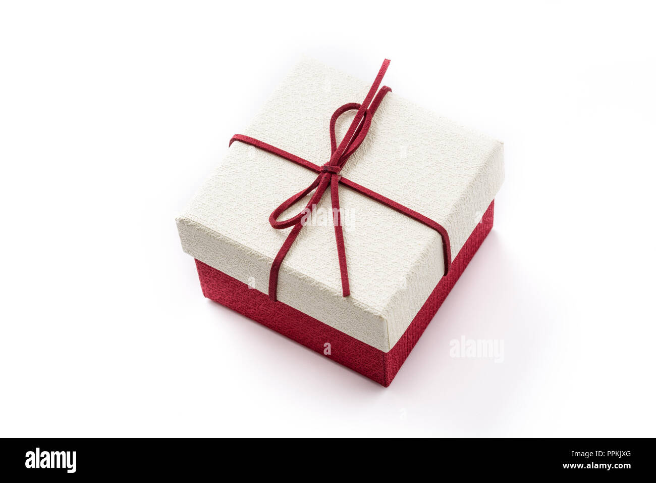 White and red gift box isolated on white background Stock Photo - Alamy