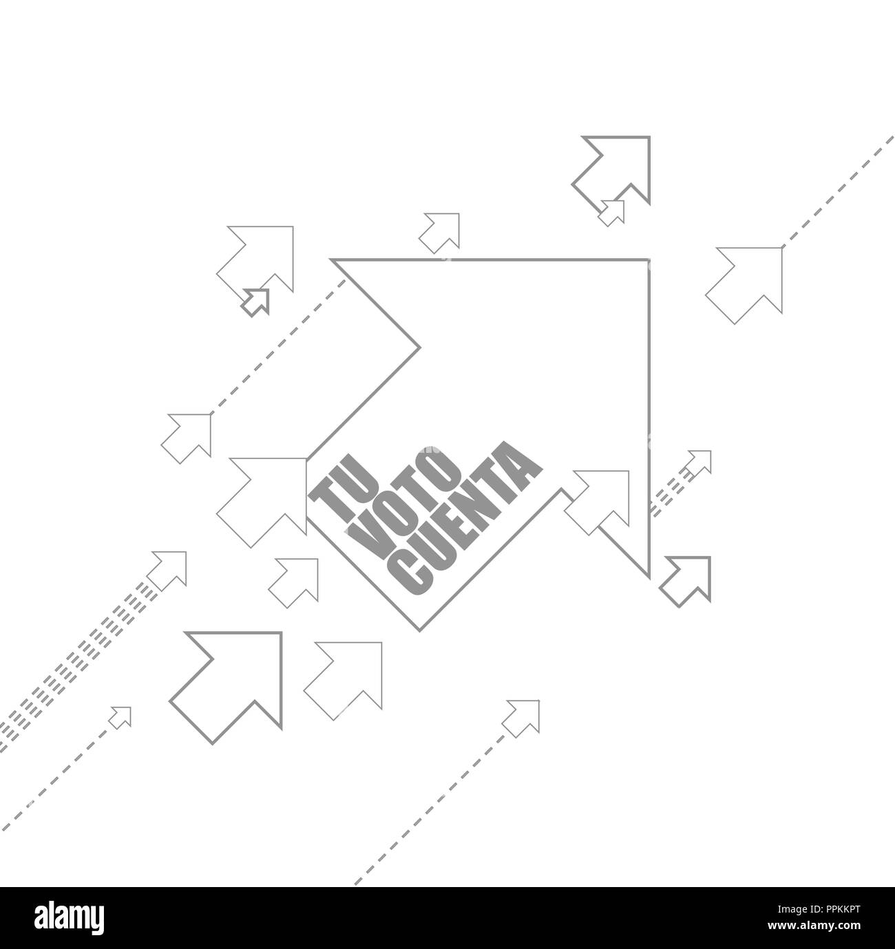 your vote counts in Spanish multiple arrows following a leader concept ...
