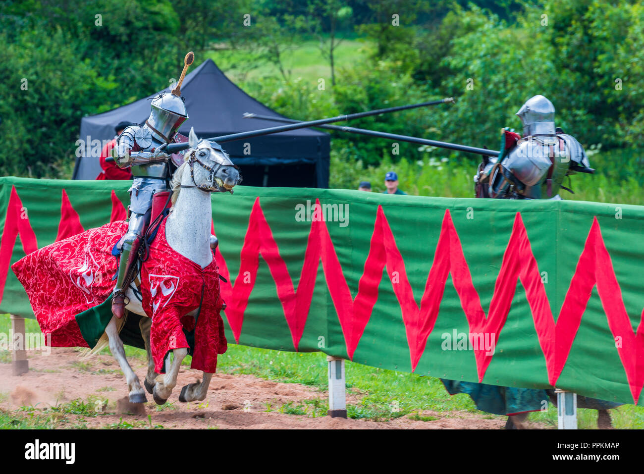 Medieval Jousting competition at the Kenilworth castle, Warwickshire ...