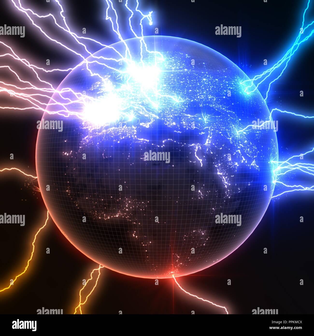 powerful lightning strikes on earths europa side and makes cracks on ...