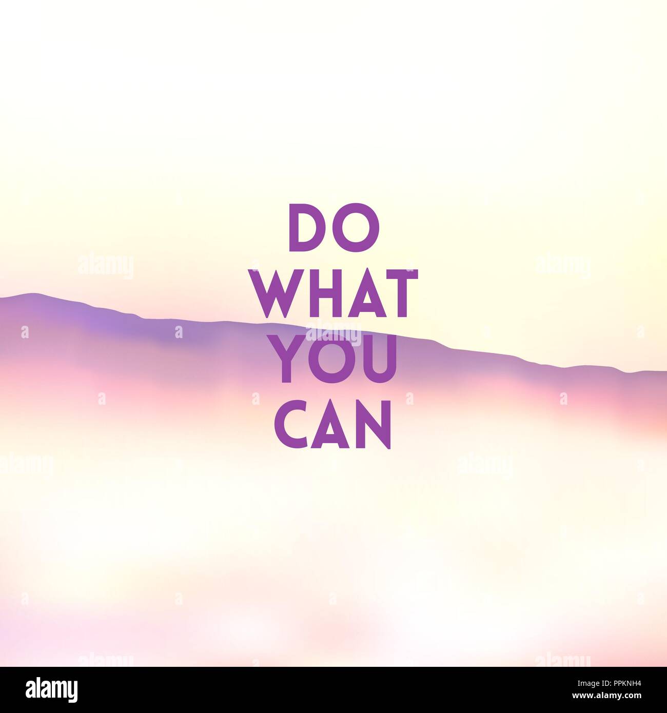square blurred background - sunset colors With motivating quote Stock ...