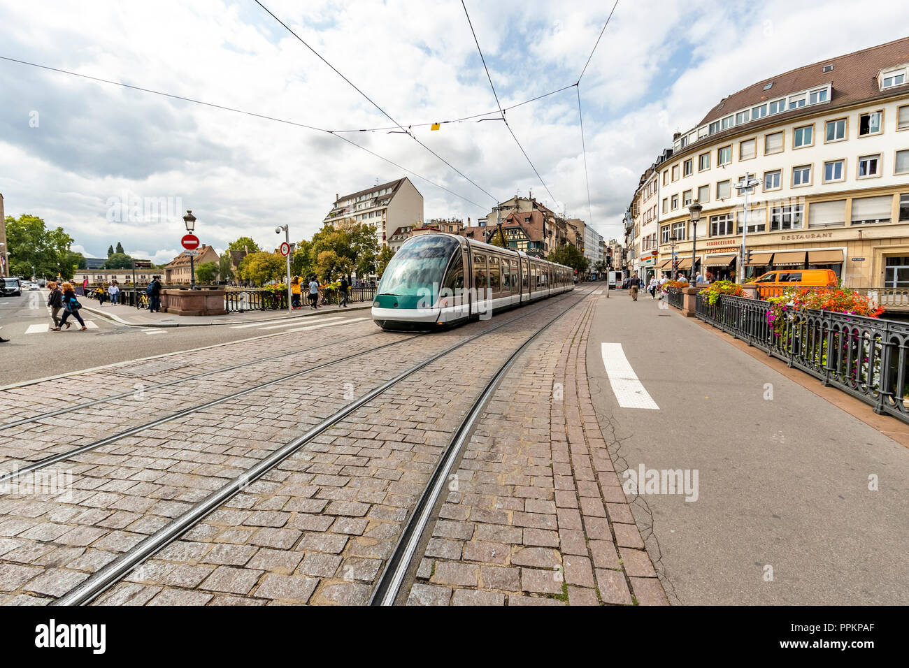Public transport and the tram network. Strasbourg, France Stock Photo ...