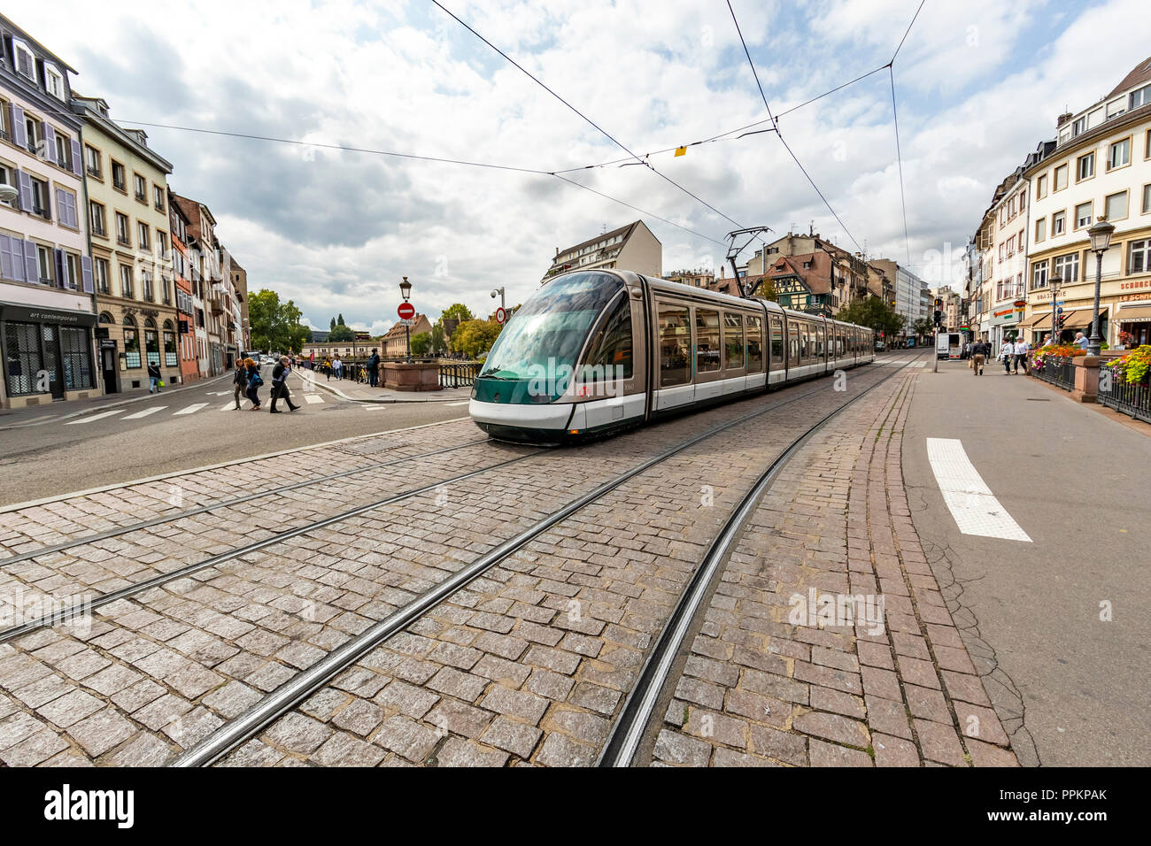Public transport and the tram network. Strasbourg, France Stock Photo ...