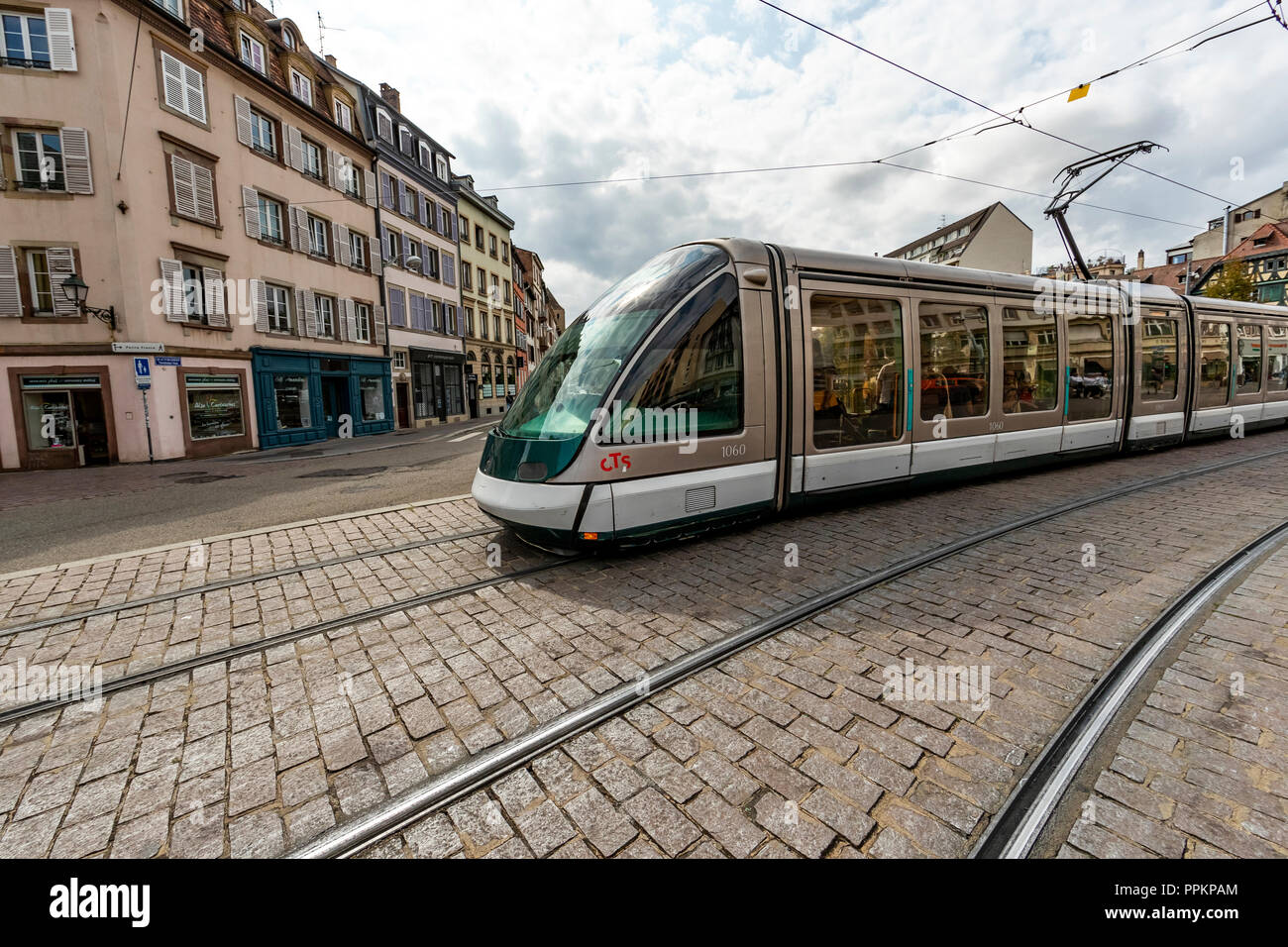 Public transport and the tram network. Strasbourg, France Stock Photo ...