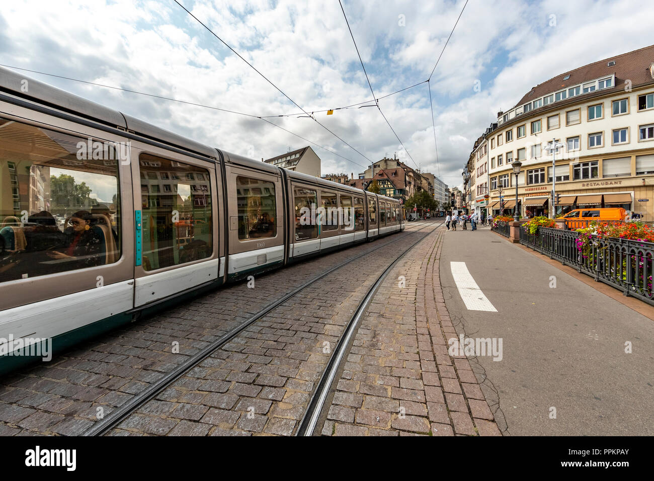 Public transport and the tram network. Strasbourg, France Stock Photo ...