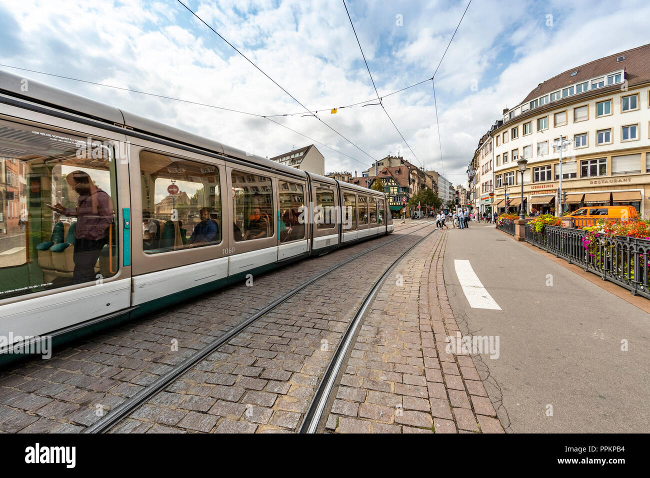 Public transport and the tram network. Strasbourg, France Stock Photo ...
