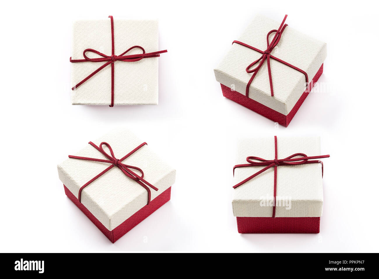 gift boxes collage seen from different angles isolated on white ...