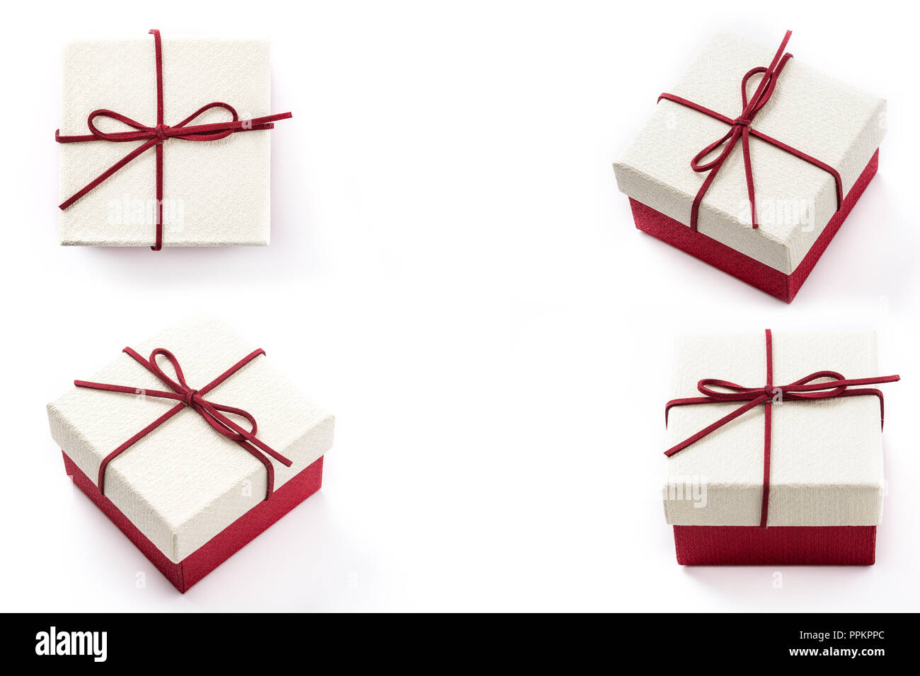 gift boxes collage seen from different angles isolated on white ...