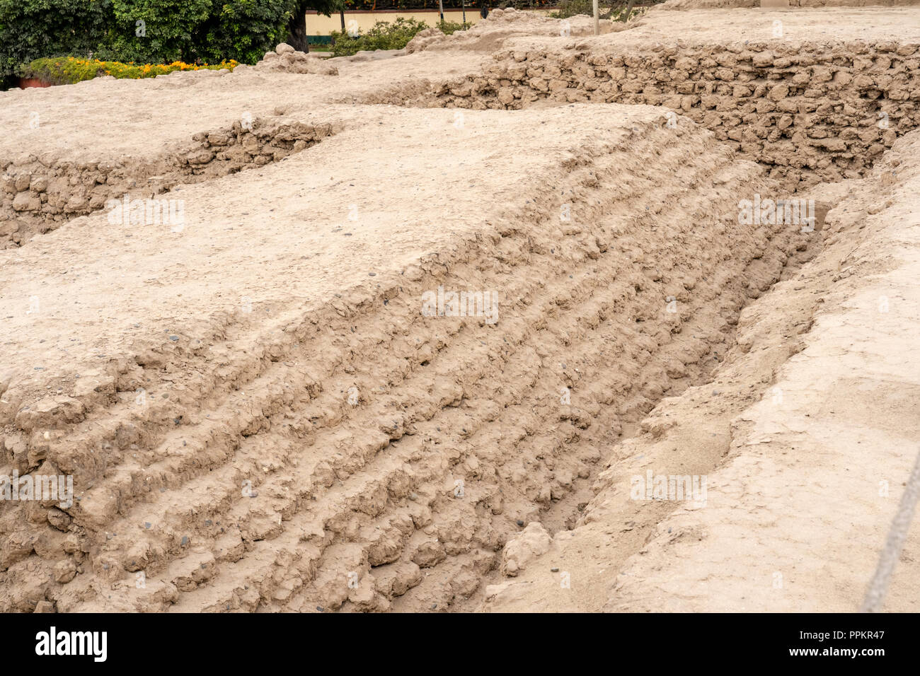 Lima, Peru, South America. Huaca Huallamarca, restored prehispanic ...