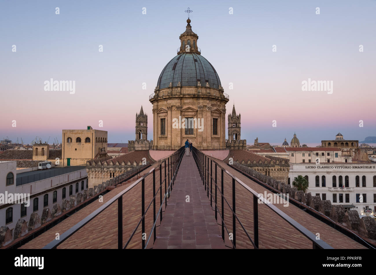 The dome of Palermo Cathedral (Our Lady of Assumption) at twilight ...