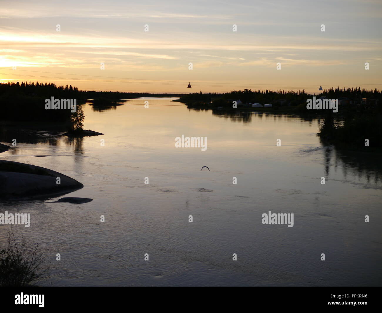 Midnight Sun on the River Stock Photo - Alamy