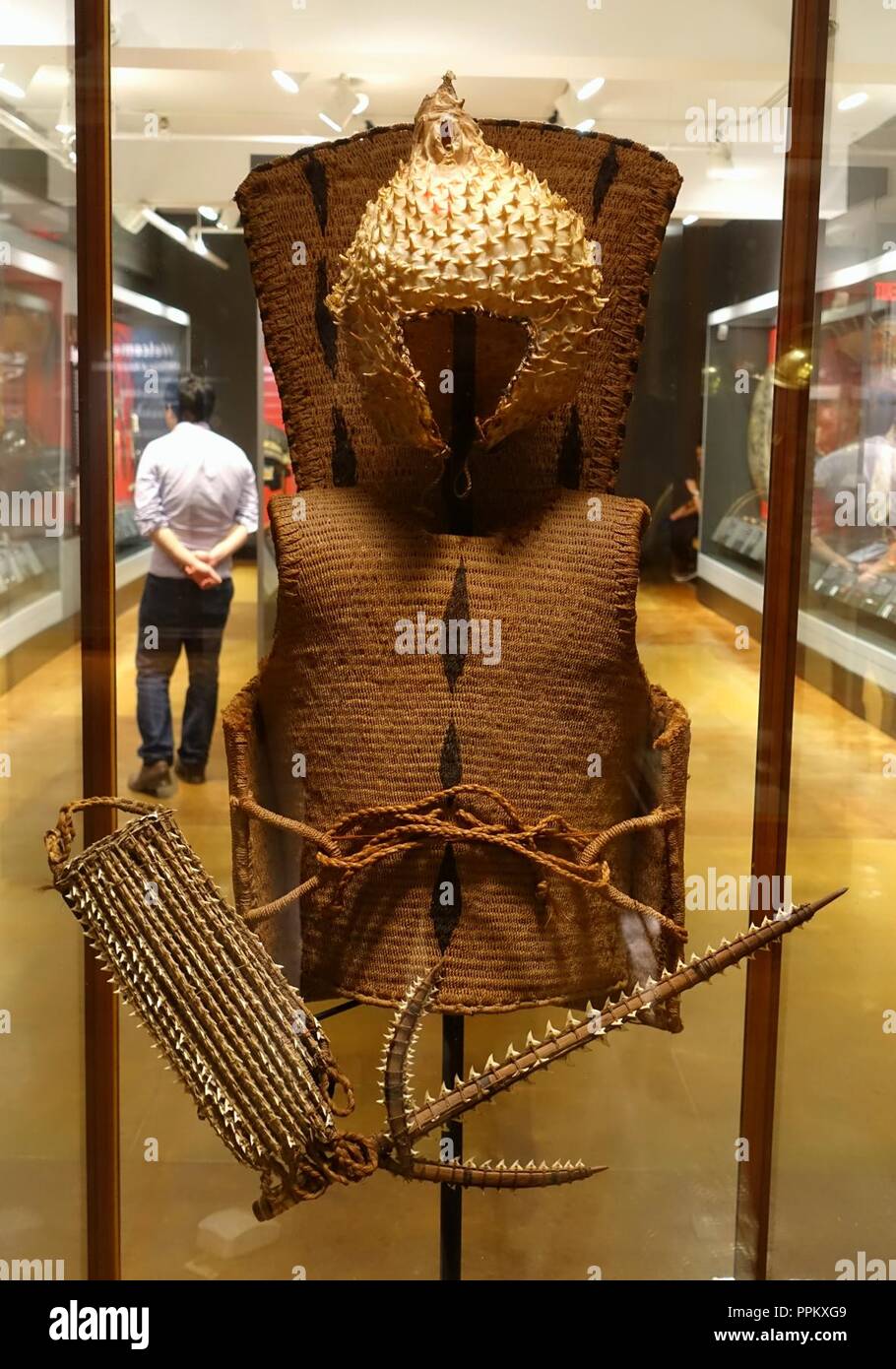 Body armor with neck guard, helmet, gauntlet, & sword, Gilbert Islands ...