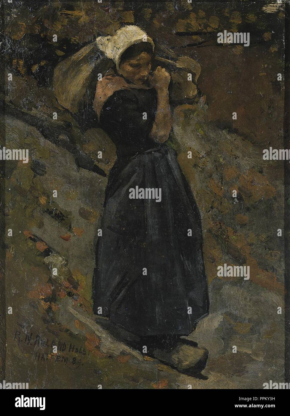 Boerin met een zak Stock Photo - Alamy