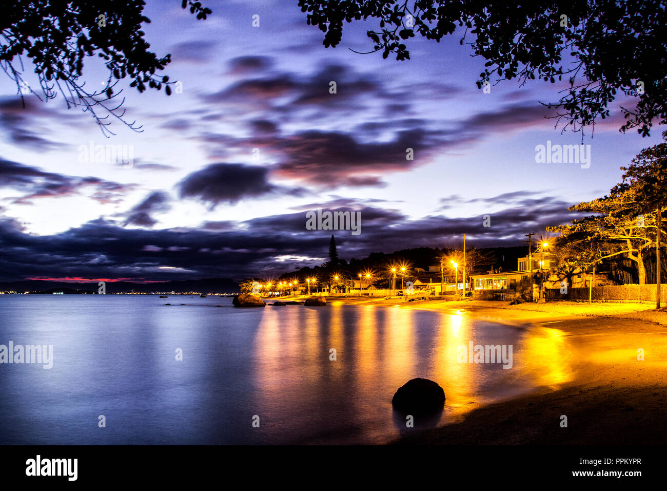 Tapera Beach at evening. Florianopolis, Santa Catarina, Brazil Stock ...