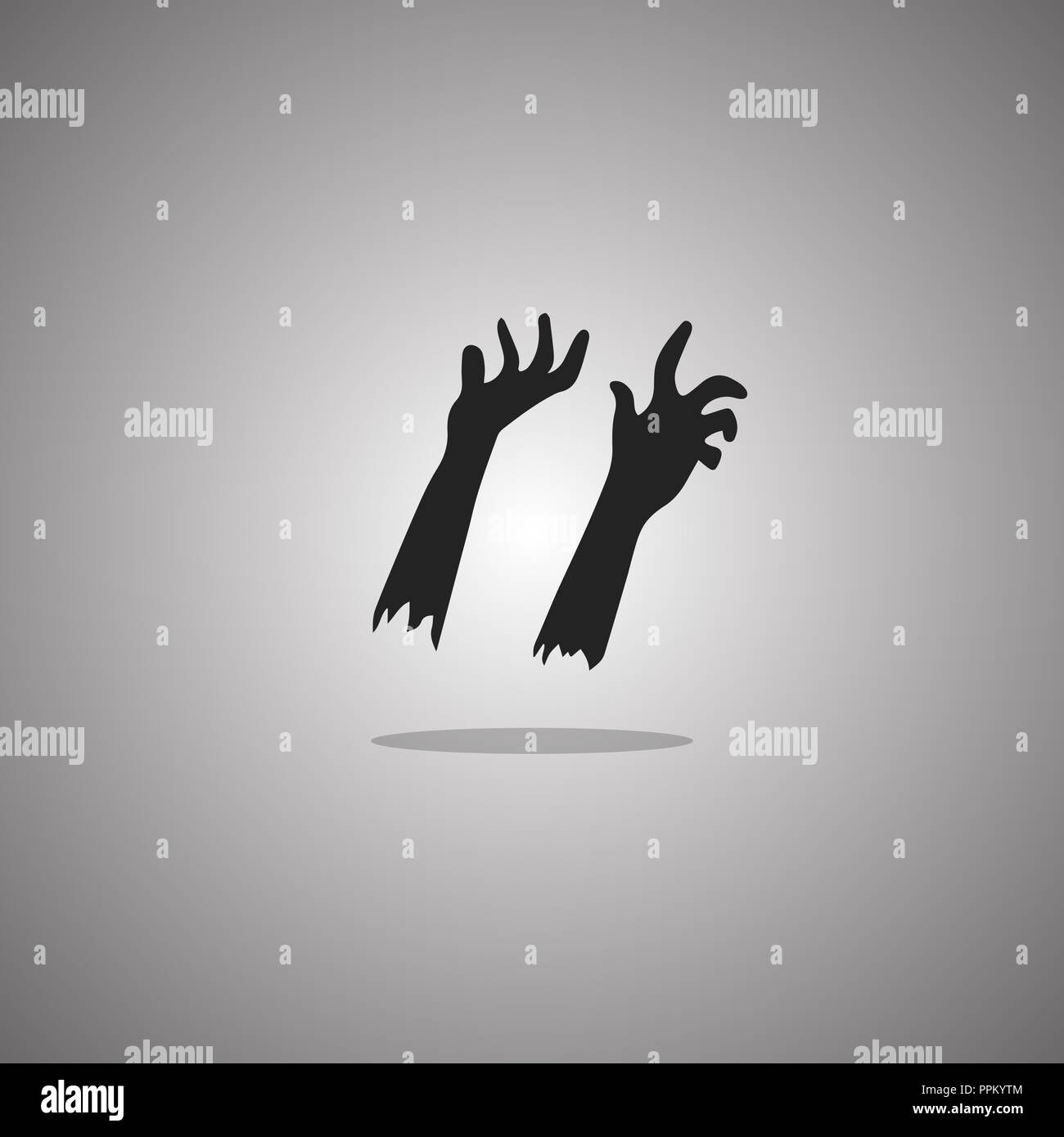 Zombie hand Halloween. illustration. Gray background with gradient ...