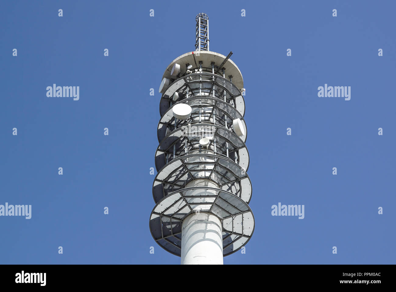 Antenna tower,antenna tower building with the blue sky. Close-up of the ...