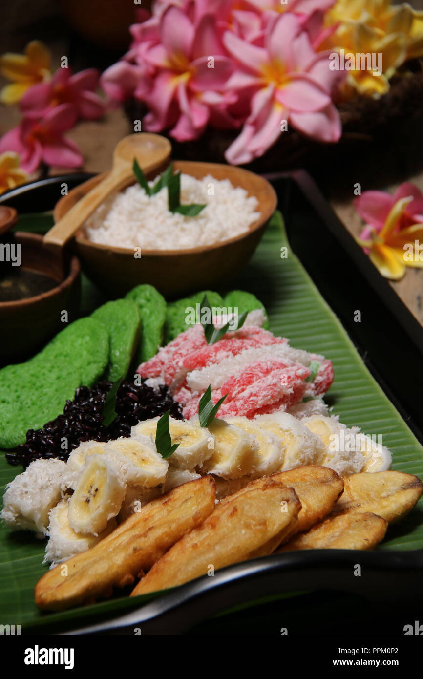 Lima Jaja Bali. Five kinds of Balinese traditional cakes Stock Photo ...