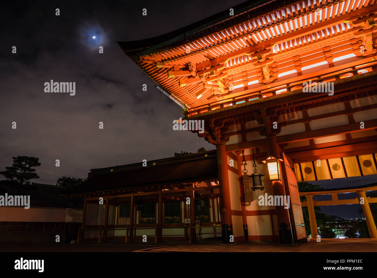 Fushimi Inari shrine in Kyoto lit up at night Stock Photo - Alamy