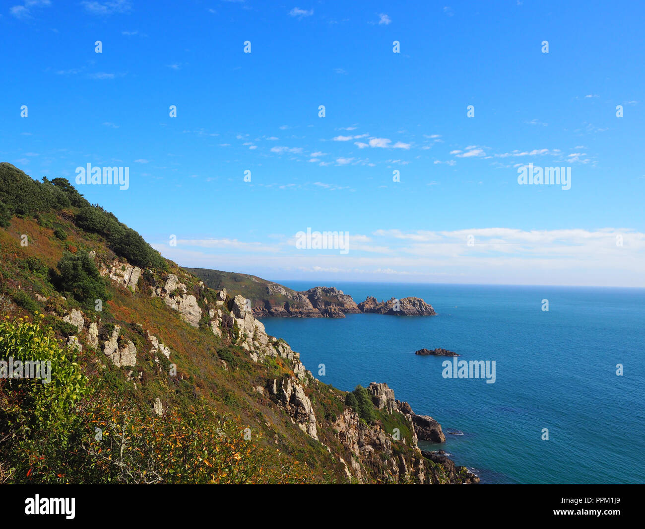 Coastal view on the Island of Guernsey, The Channel Islands Stock Photo ...