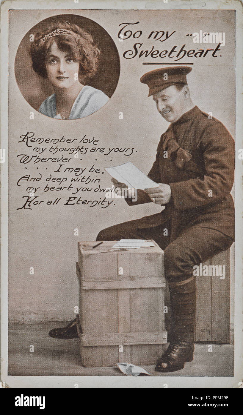WW1 postcard front ‘to my sweetheart’ Stock Photo - Alamy