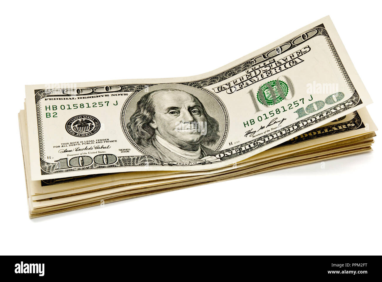 bundle of dollars isolated on white Stock Photo - Alamy