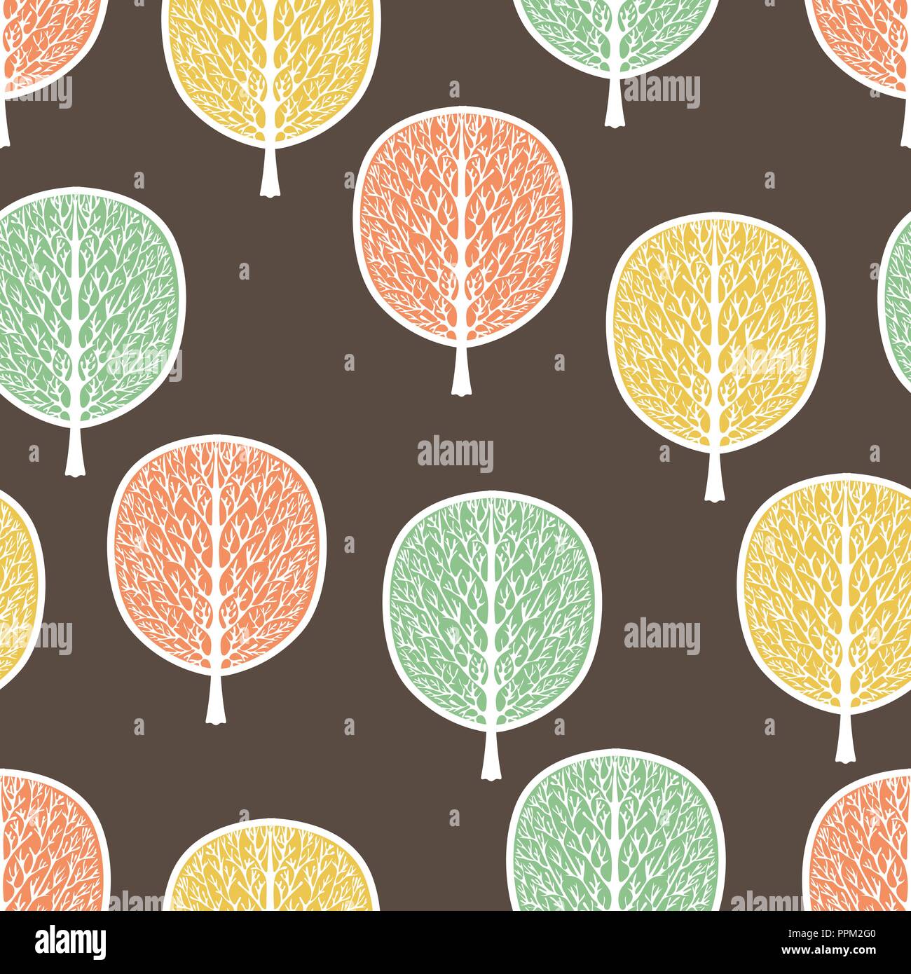 Abstract trees seamless pattern, vector illustration, stylized autumn ...