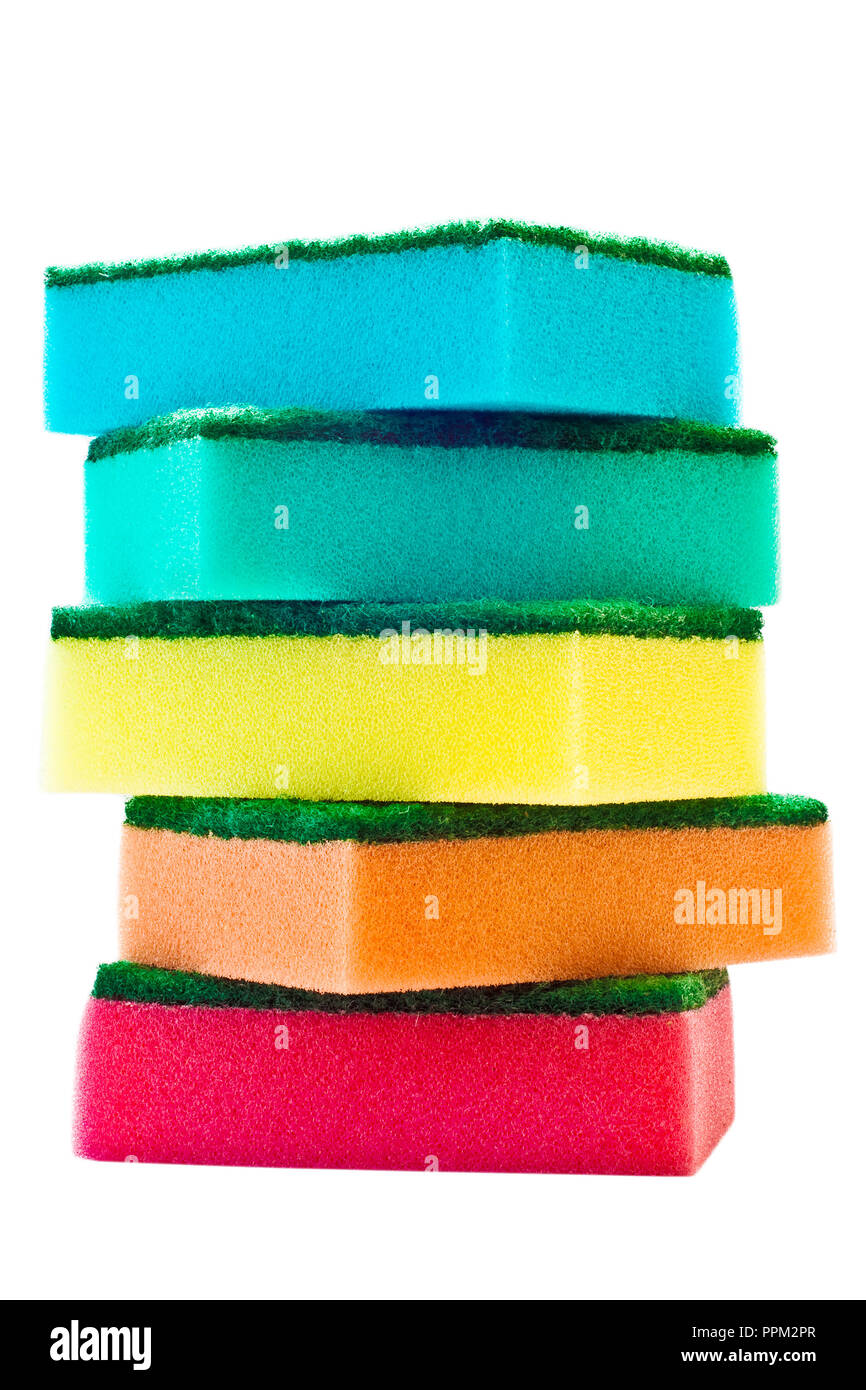 color sponges isolated on a white background Stock Photo - Alamy