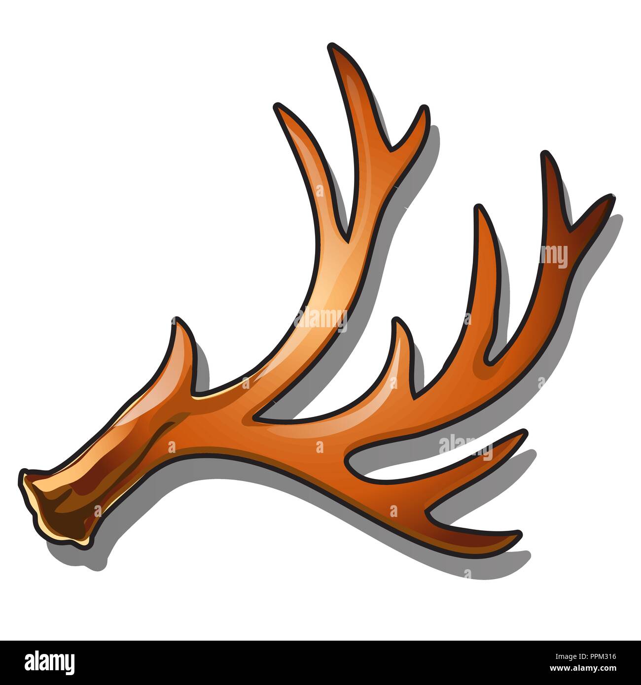 Stag horn isolated on white background. Vector cartoon close-up ...