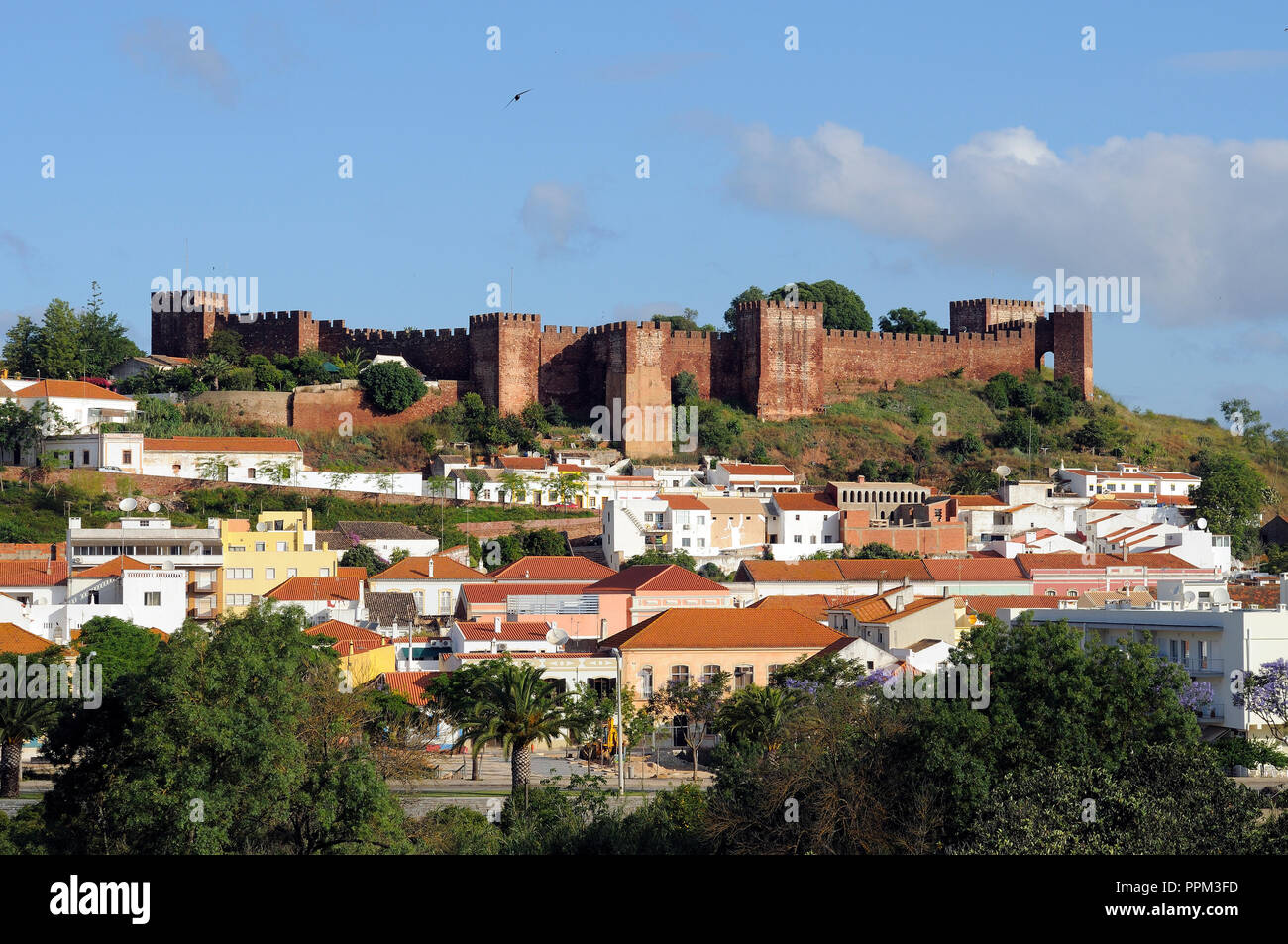 Historic city of Silves and the medieval castle. Algarve, Portugal ...