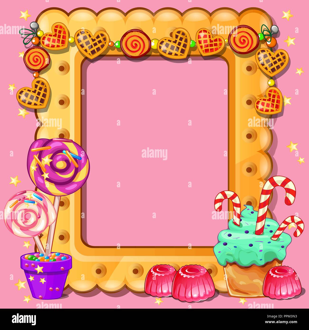 Beautiful cute greeting card with frame and space for your text ...