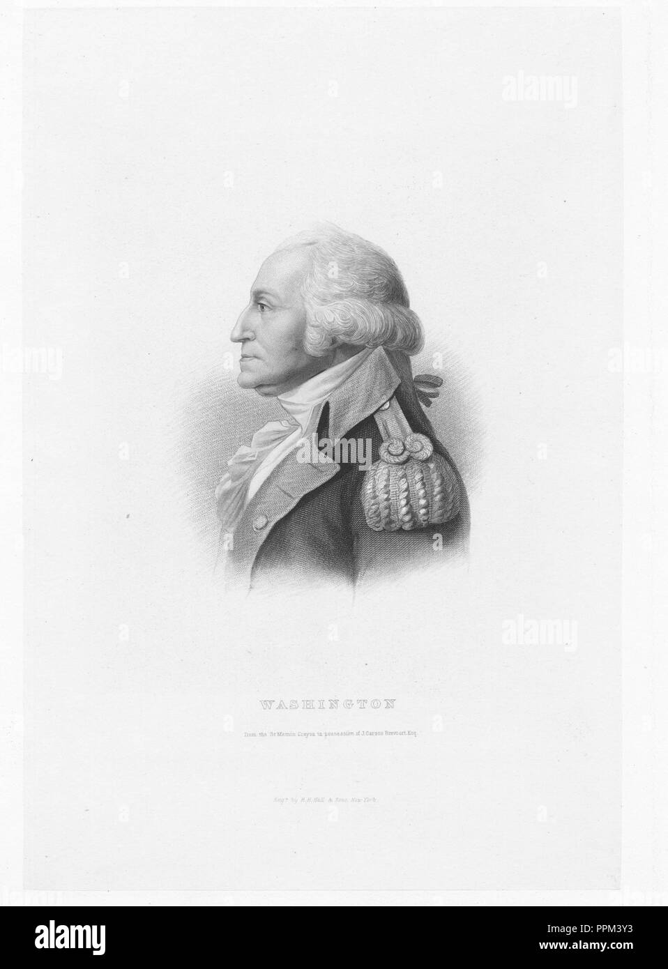 Engraved portrait of George Washington, Founding Father of the United ...