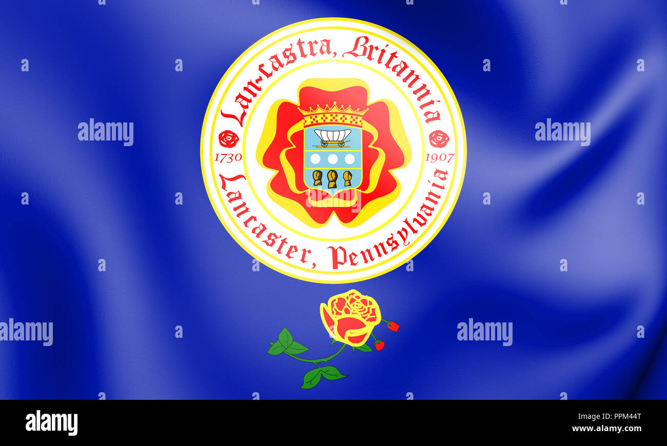 3D Flag of Lancaster (Pennsylvania), USA. 3D Illustration Stock Photo ...