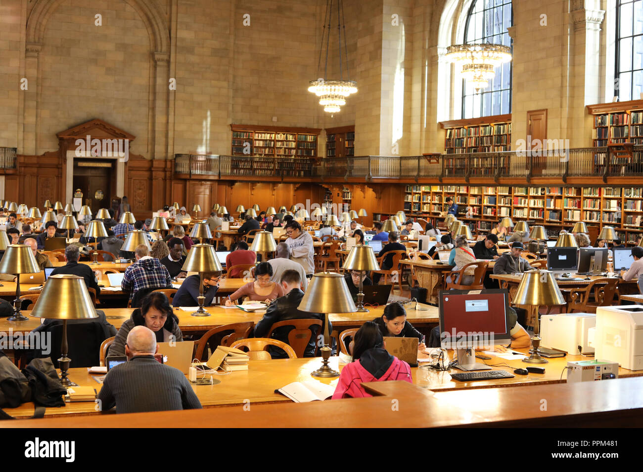 Public Library, New York - February 10, 2016: Unidentified people ...