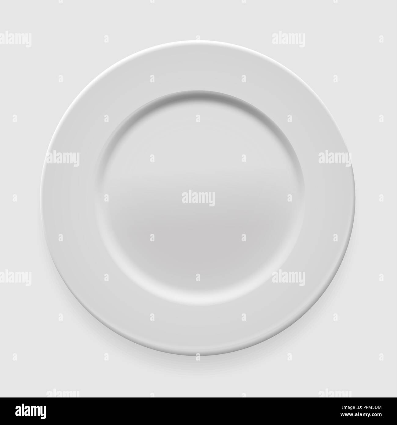 Empty white round plate on light background for your design. Vector ...