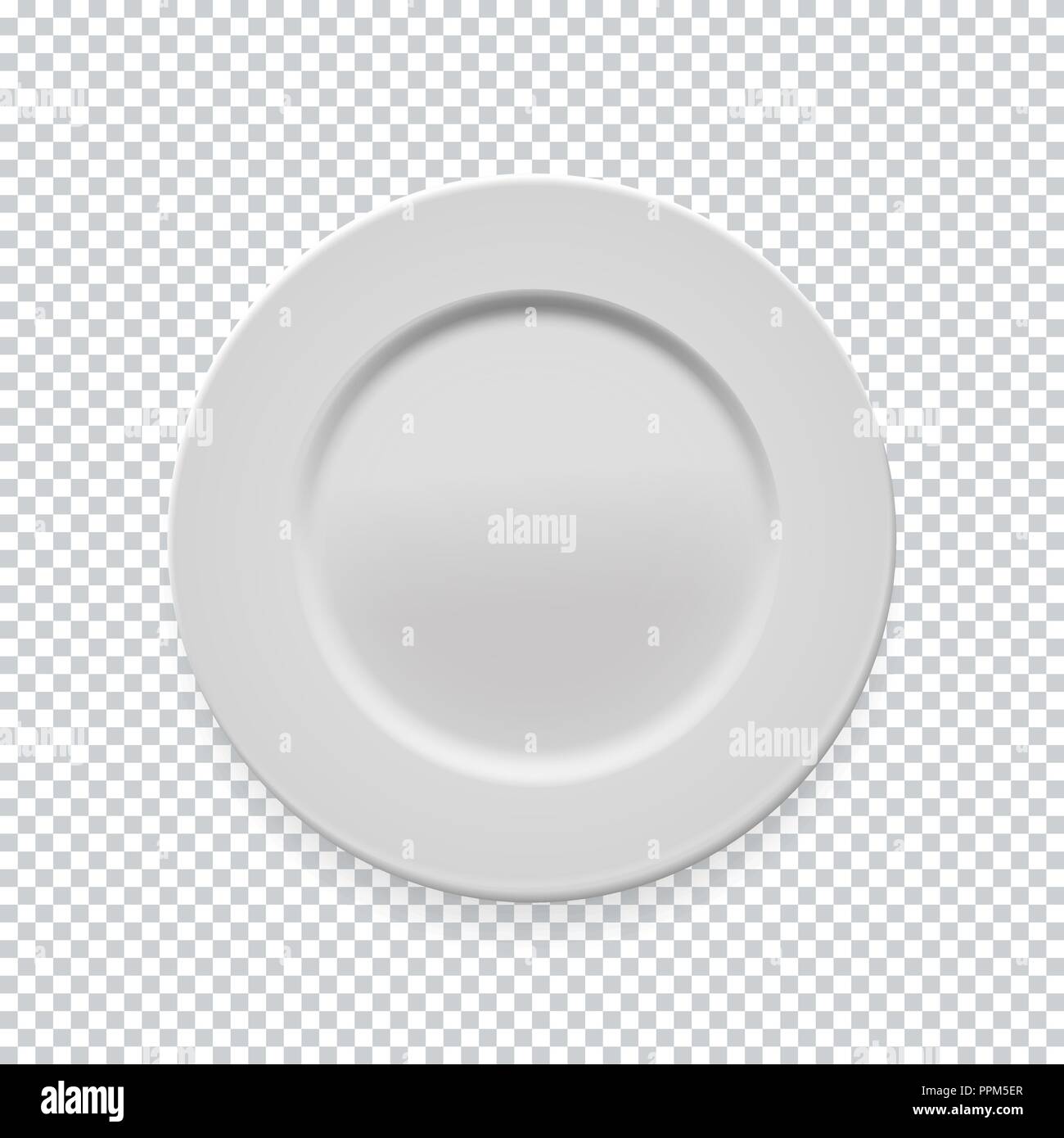 Empty white round plate on transparent background for your design ...