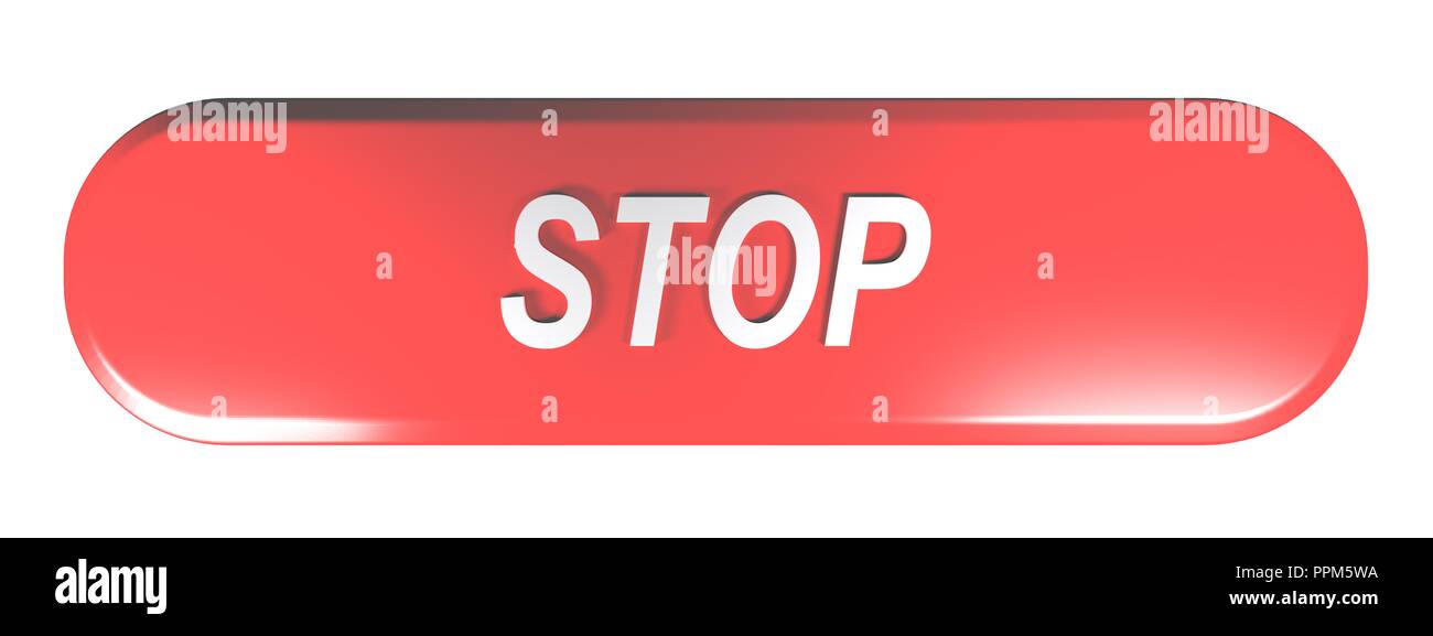 Red rounded rectangle push button STOP - 3D rendering Stock Photo - Alamy
