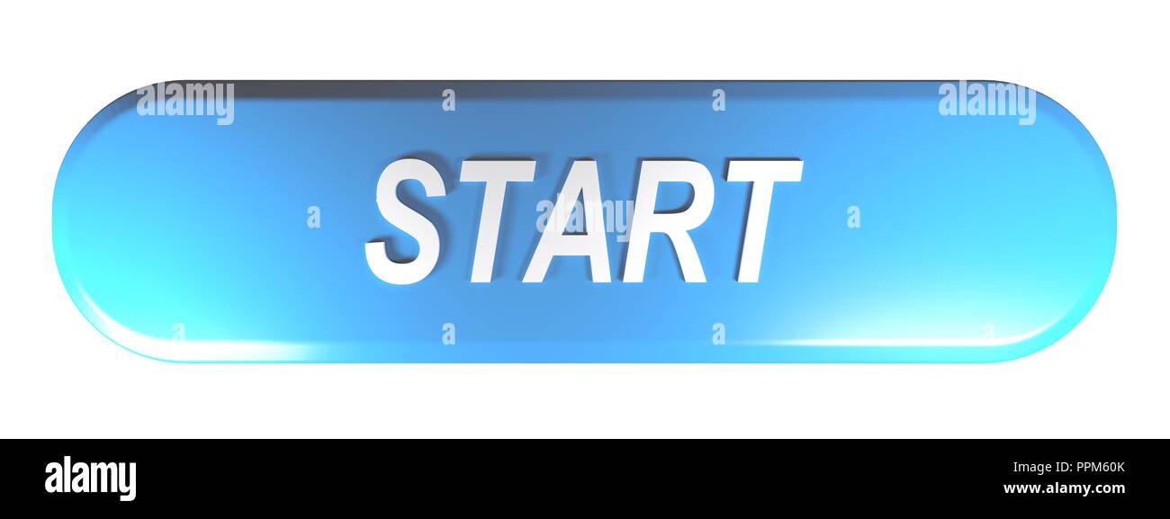 Blue rounded rectangle push button START - 3D rendering Stock Photo - Alamy