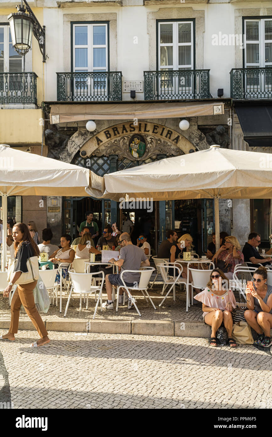 Lisbon brasileira cafe terrace hi-res stock photography and images - Alamy