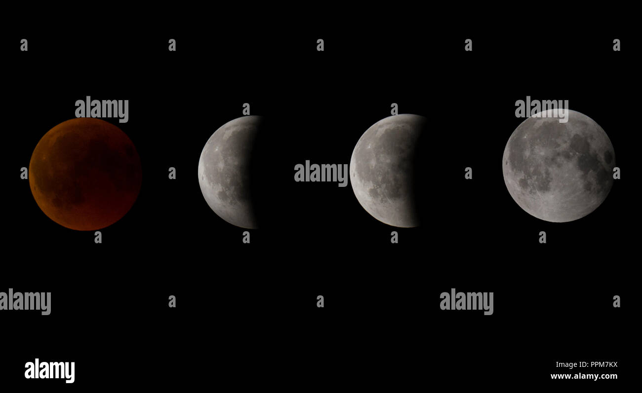 Moon eclipse phases Stock Photo - Alamy