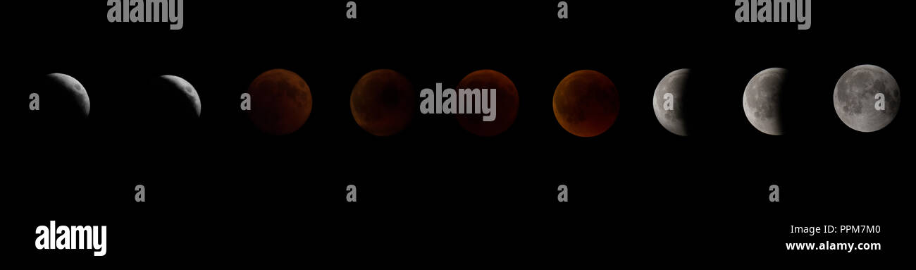 Moon eclipse phases Stock Photo - Alamy