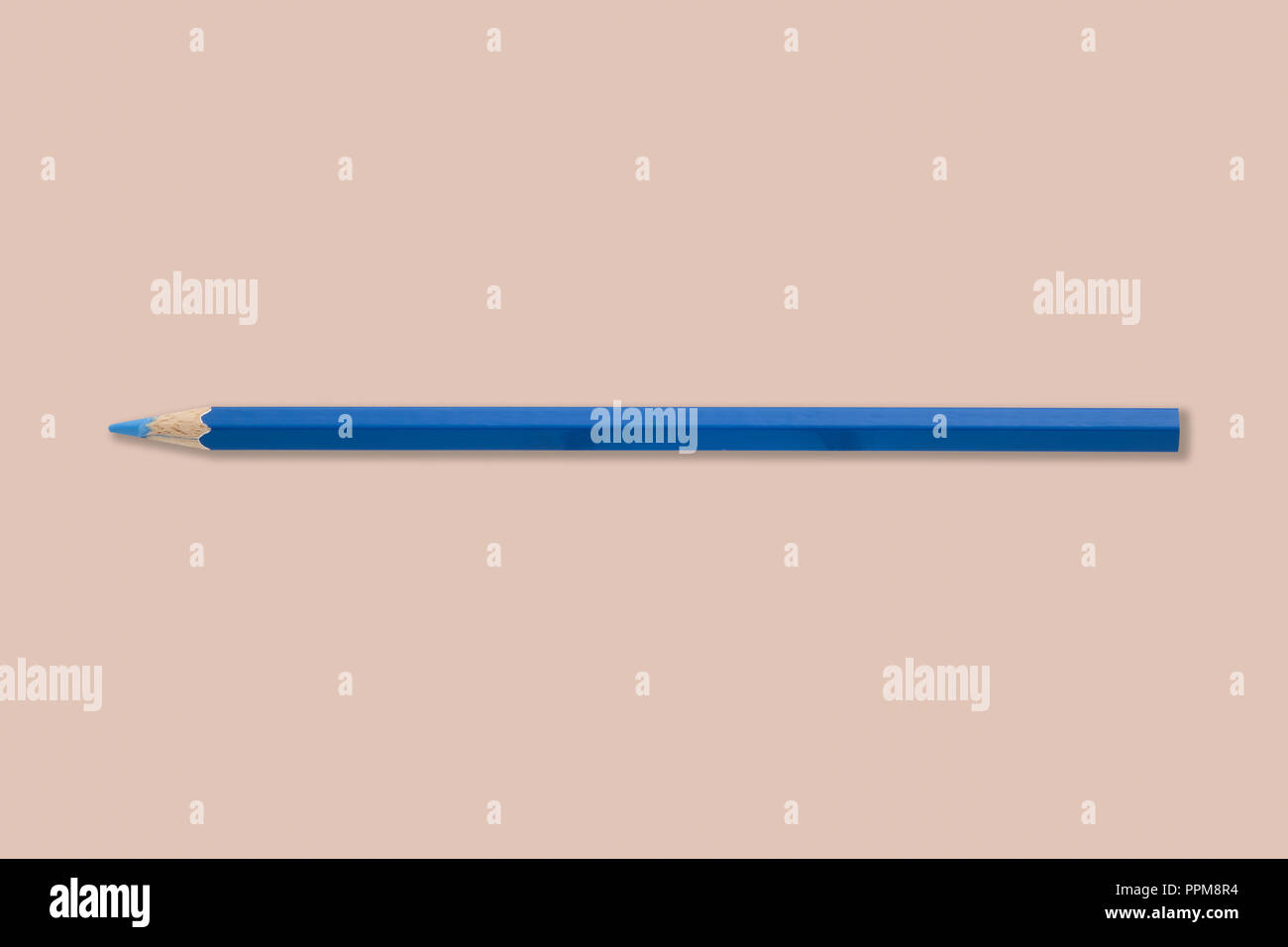 Blue color pencil on white background Stock Photo - Alamy