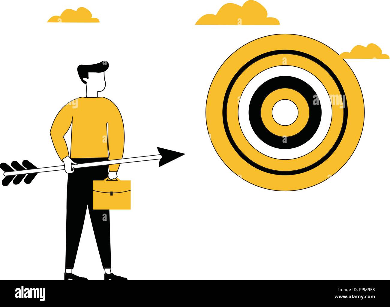 Cartoon businessman bow arrow Cut Out Stock Images & Pictures - Alamy