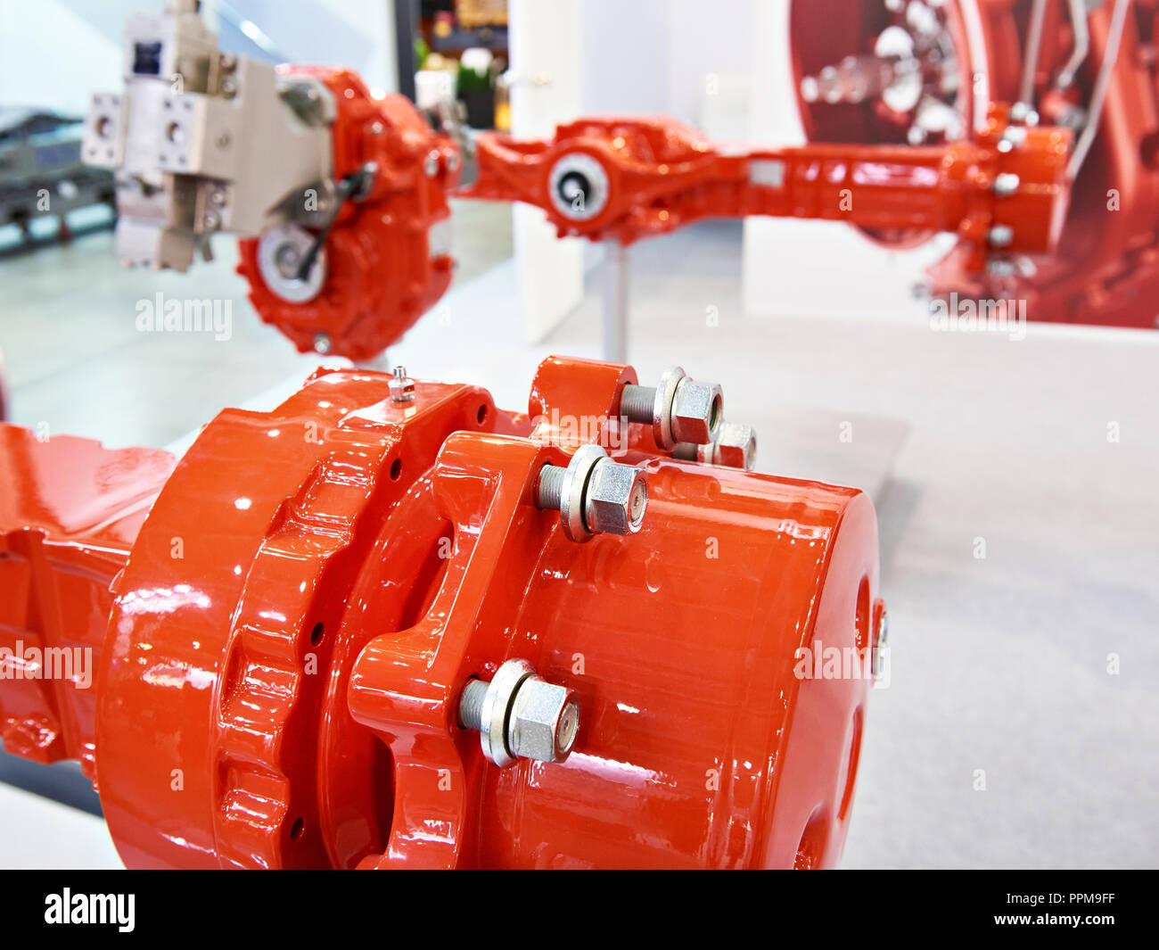 Front and rear axles for backhoe loaders and transmission systems Stock ...