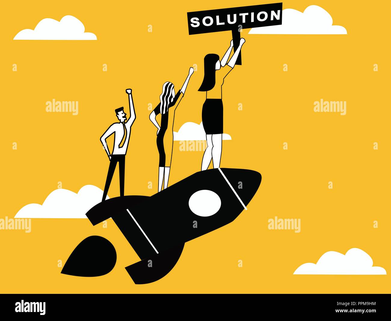 People on rocket providing Solution Stock Vector Image & Art - Alamy