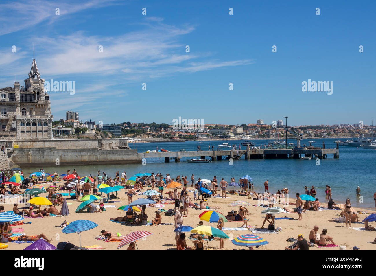 Praia da Ribeira beach in the centre of Cascais, Portugal Stock Photo ...